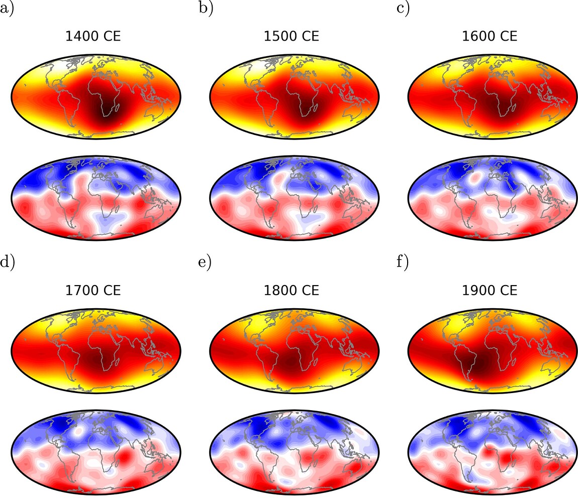 How to plot the geomagnetic field intensity at the Earth's surface use ...